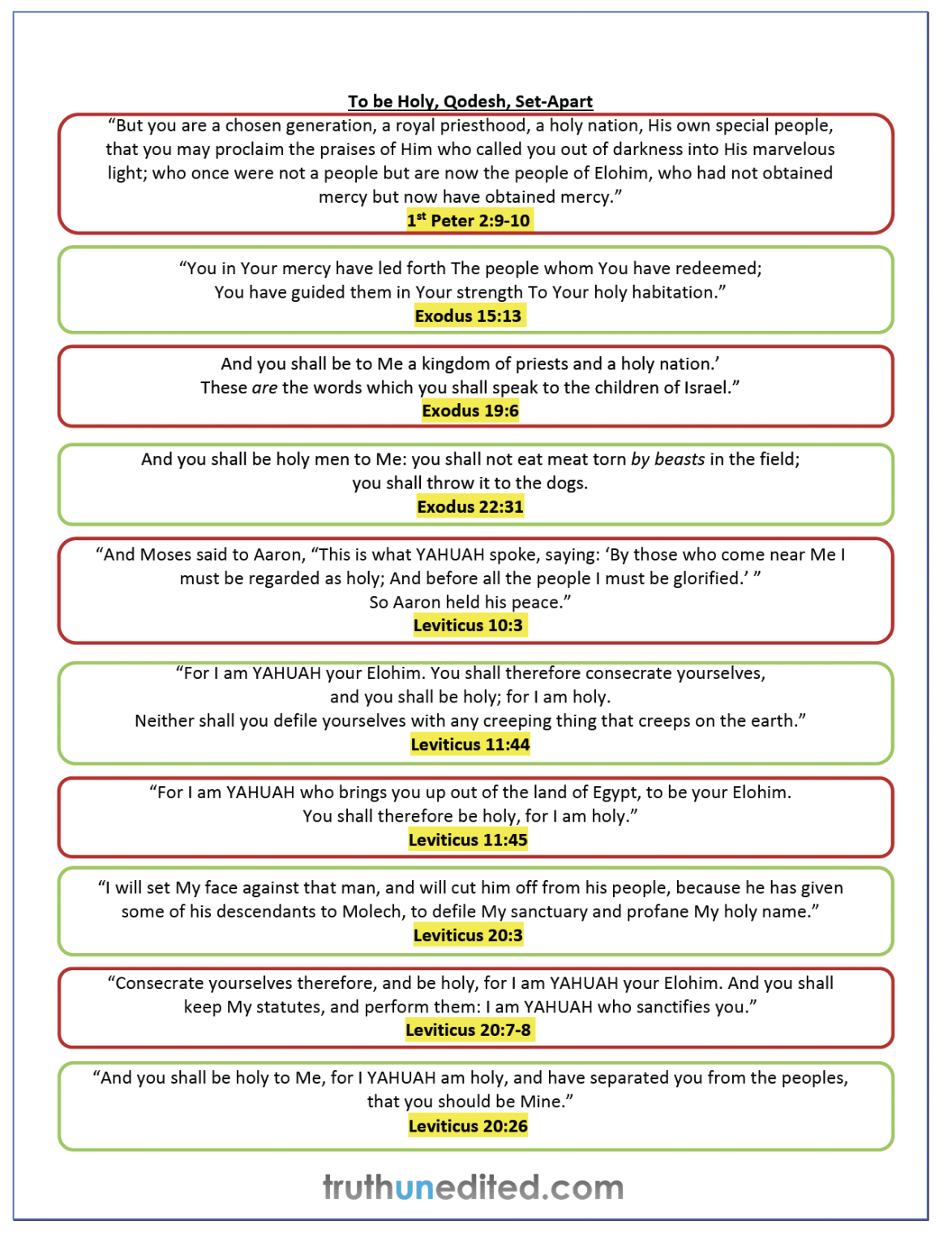 Scriptures about Being Holy – Set Apart – truthunedited.com