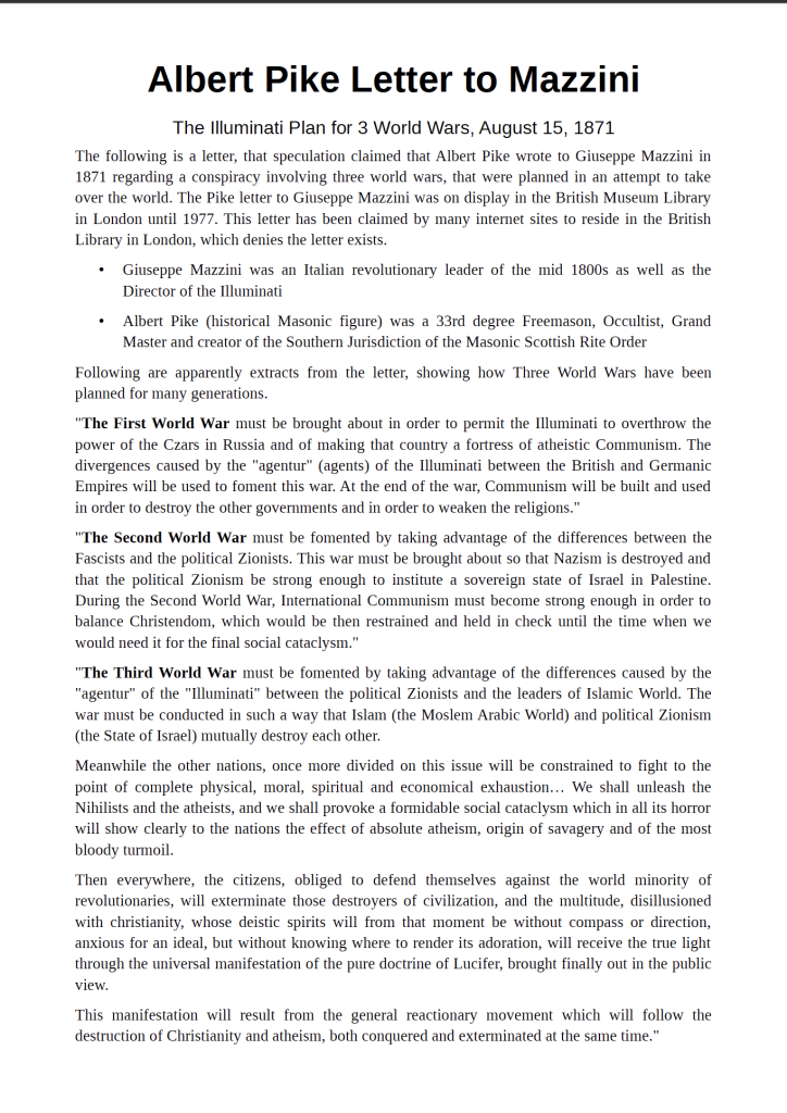Albert Pike Letter to Mazzini – truthunedited.com