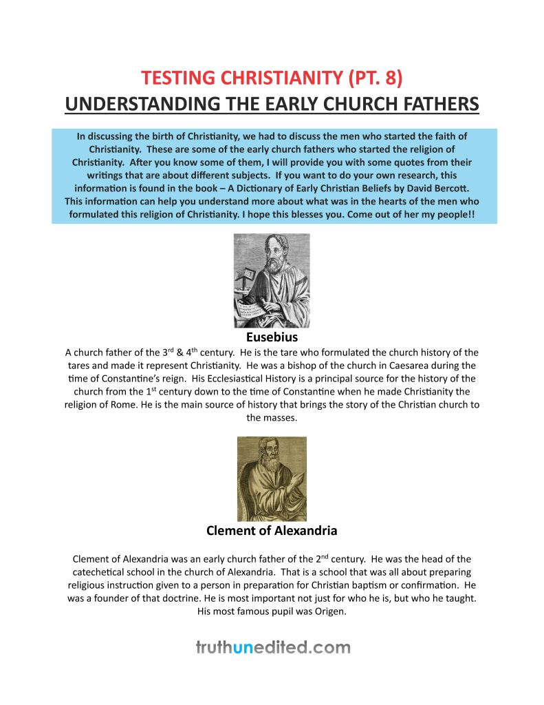 THE EARLY CHURCH FATHERS – truthunedited.com