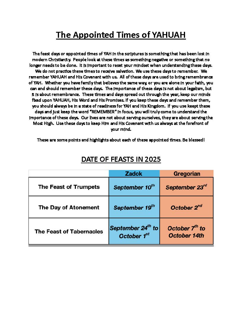 The Appointed Times of YAHUAH 2025 – truthunedited.com