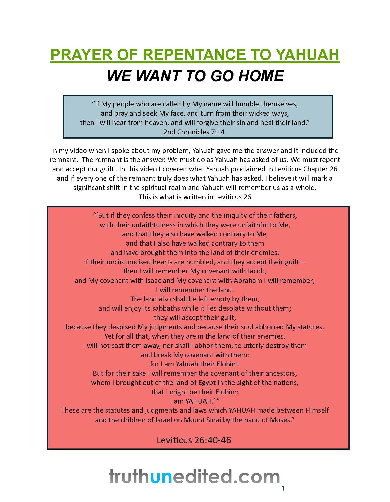 PRAYER OF REPENTANCE TO YAHUAH – truthunedited.com