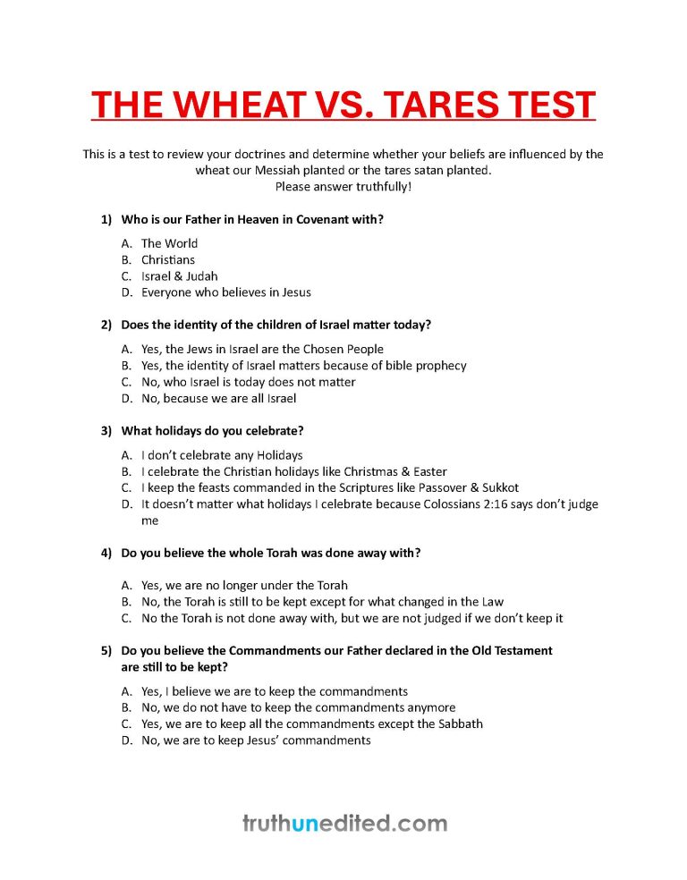 WHEAT VS TARES TEST – truthunedited.com